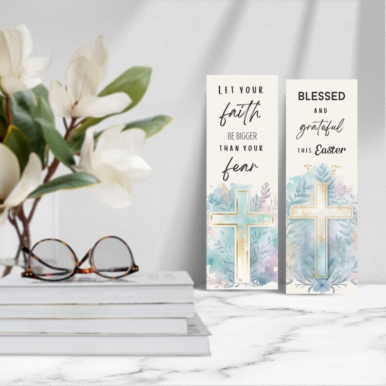 Christian Easter Printable Bookmarks With Cross & Bible Quotes, Pastel ...