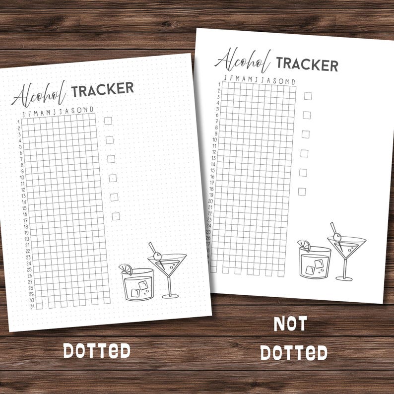 Alcohol Tracker Printable Calendar, Beverage Drinks Planner, Monthly ...