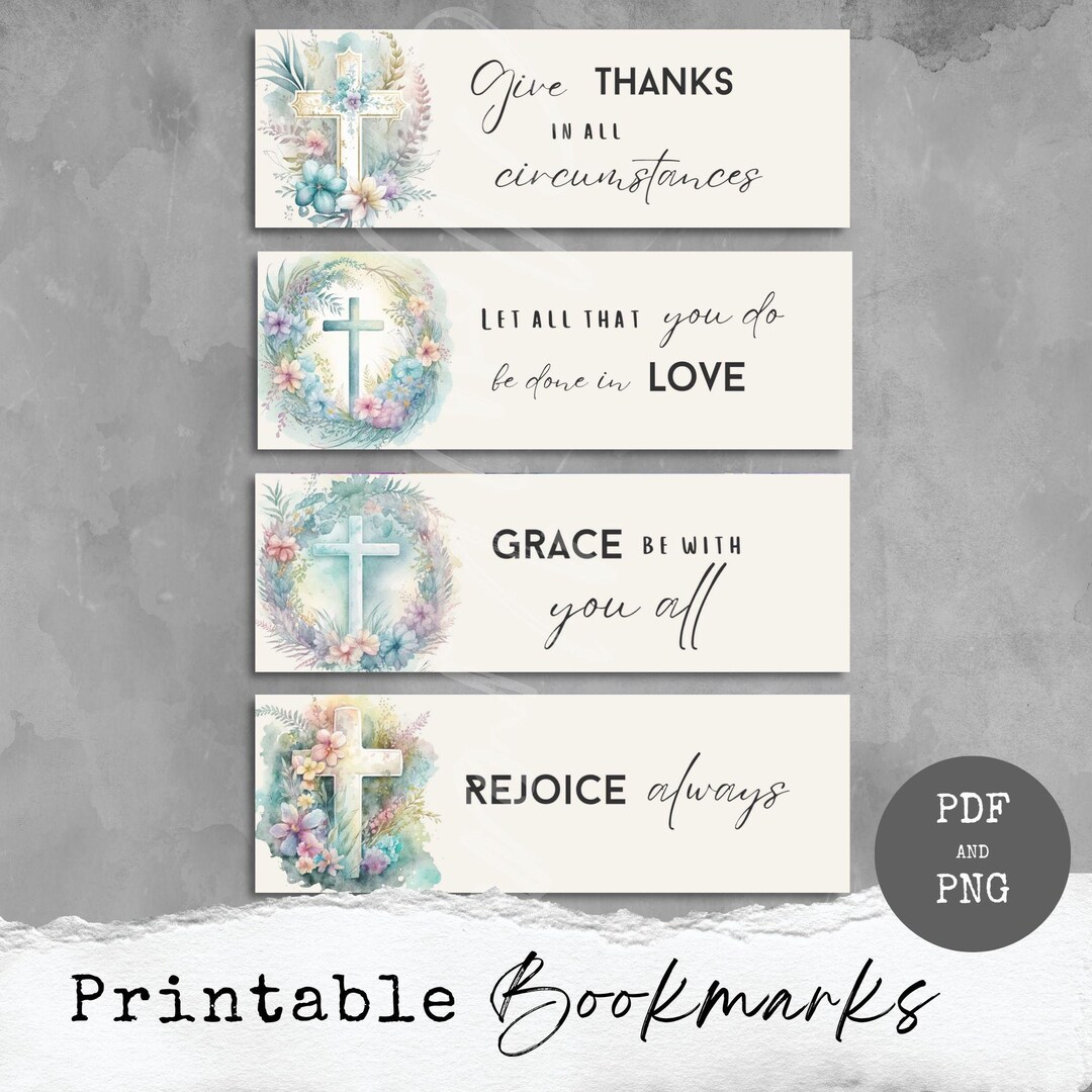 Christian Printable Bookmarks With Cross & Bible Quotes, Pastel Beige ...