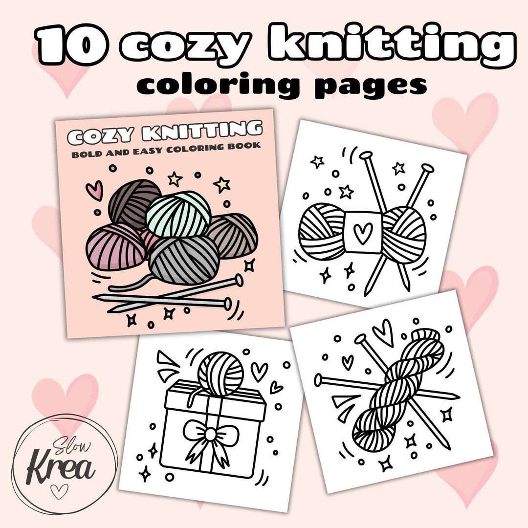 Cozy Knitting and Yarn Coloring Pages, Instant Digital Download PDF ...