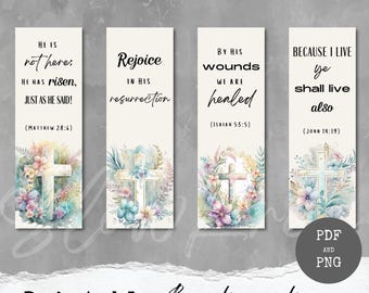 Christian Easter Printable Bookmarks With Cross & Bible Quotes, Pastel ...
