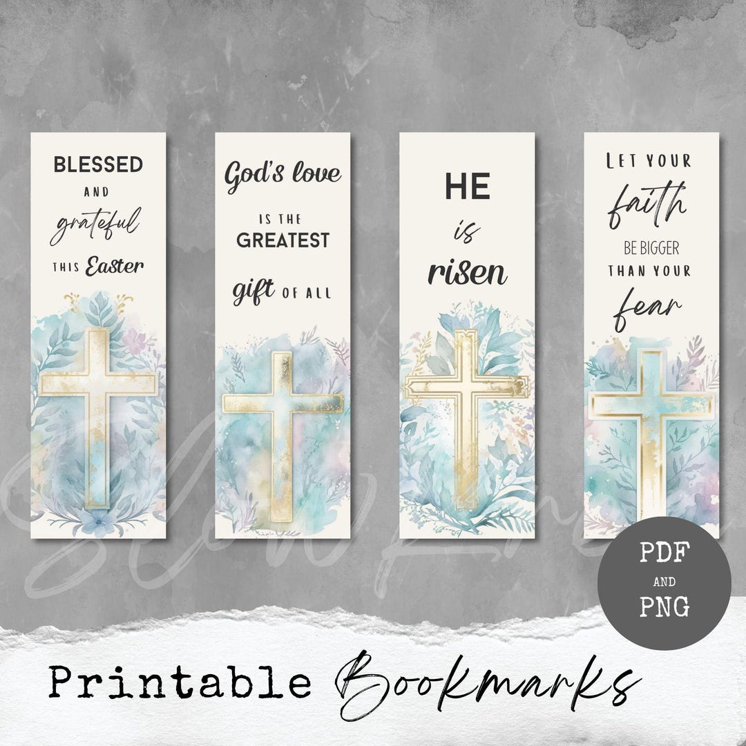 Christian Easter Printable Bookmarks With Cross & Bible Quotes, Pastel ...
