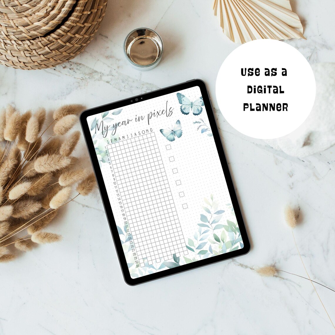 My Year in Pixels Printable Calendar, Tracking Planner, Monthly ...