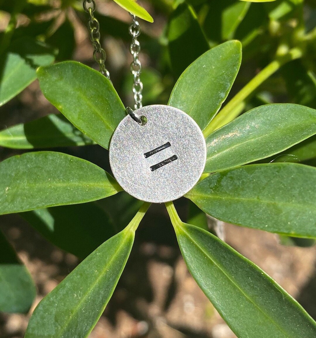 Round Silver Equality Necklace Equal Sign Necklace, Human Rights ...