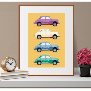 Morris Minor Illustration Art Print, Classic Car Profile Poster - Etsy