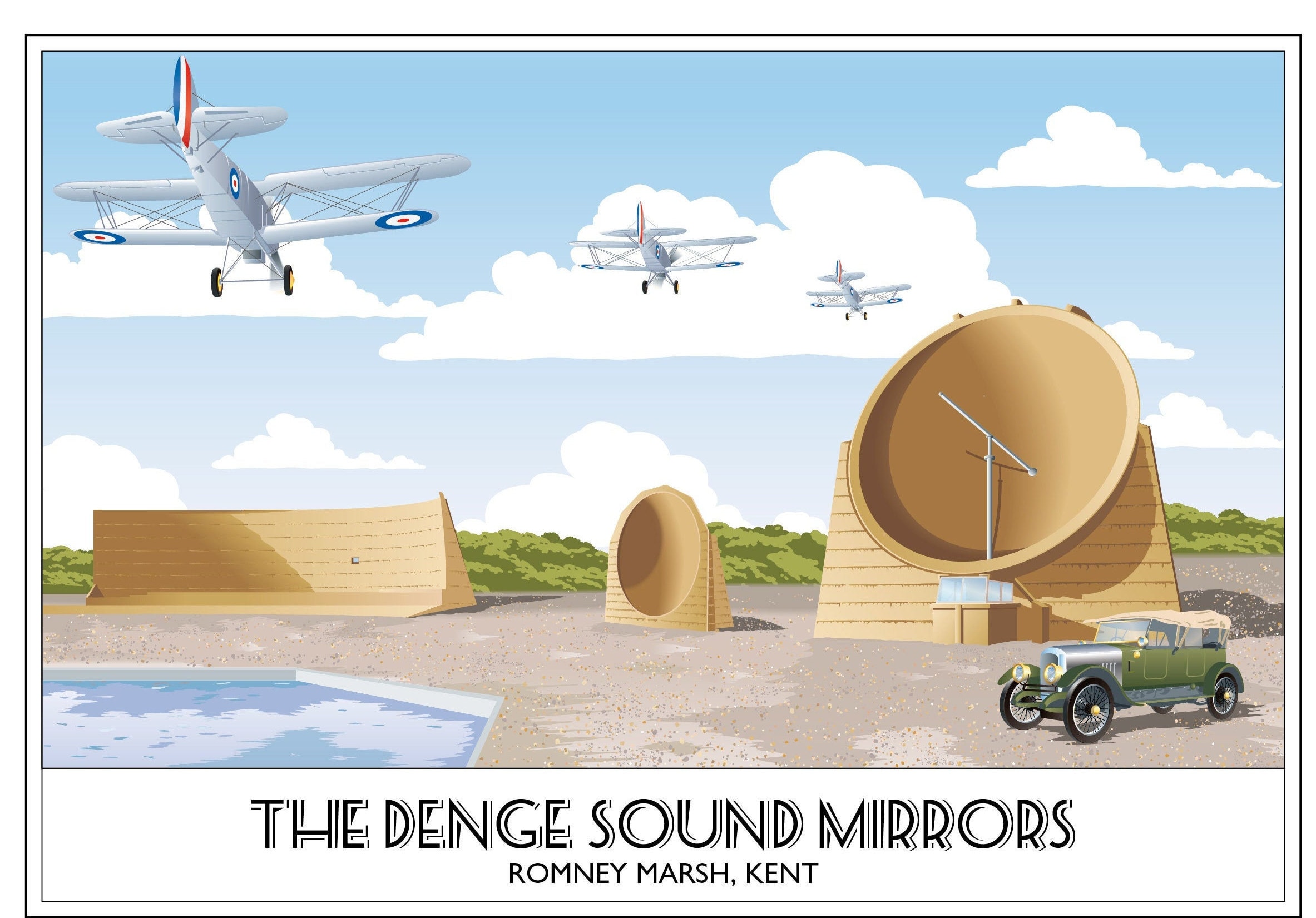 Sound Mirrors, RAF Denge, Romney Marsh, Lydd, Dungeness, Kent, Hawker ...