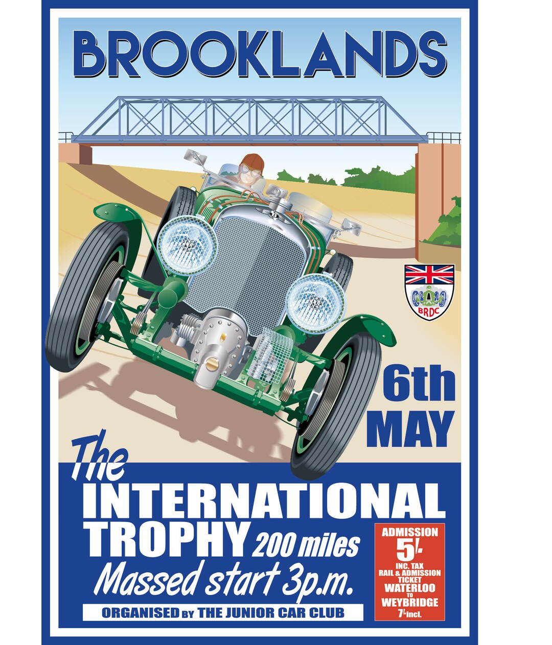 Vintage Style Brooklands Racing Motoring Advert Poster, Bentley 4.5 ...