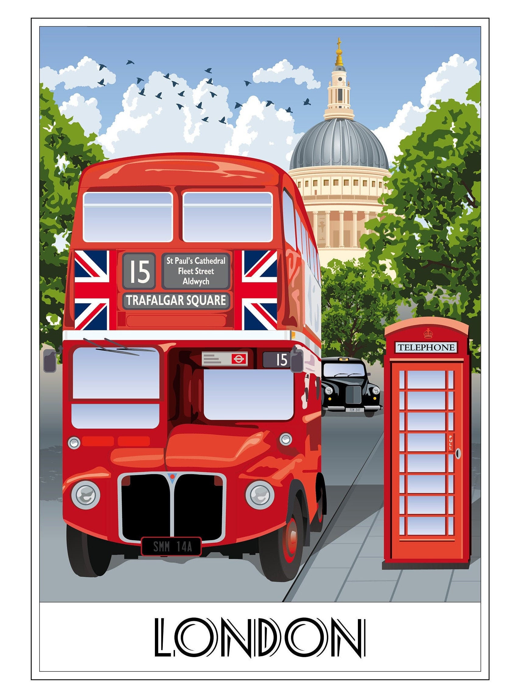 London, Bus, Routemaster, Taxi, Cab, Telephone Box, St Paul's Cathedral ...
