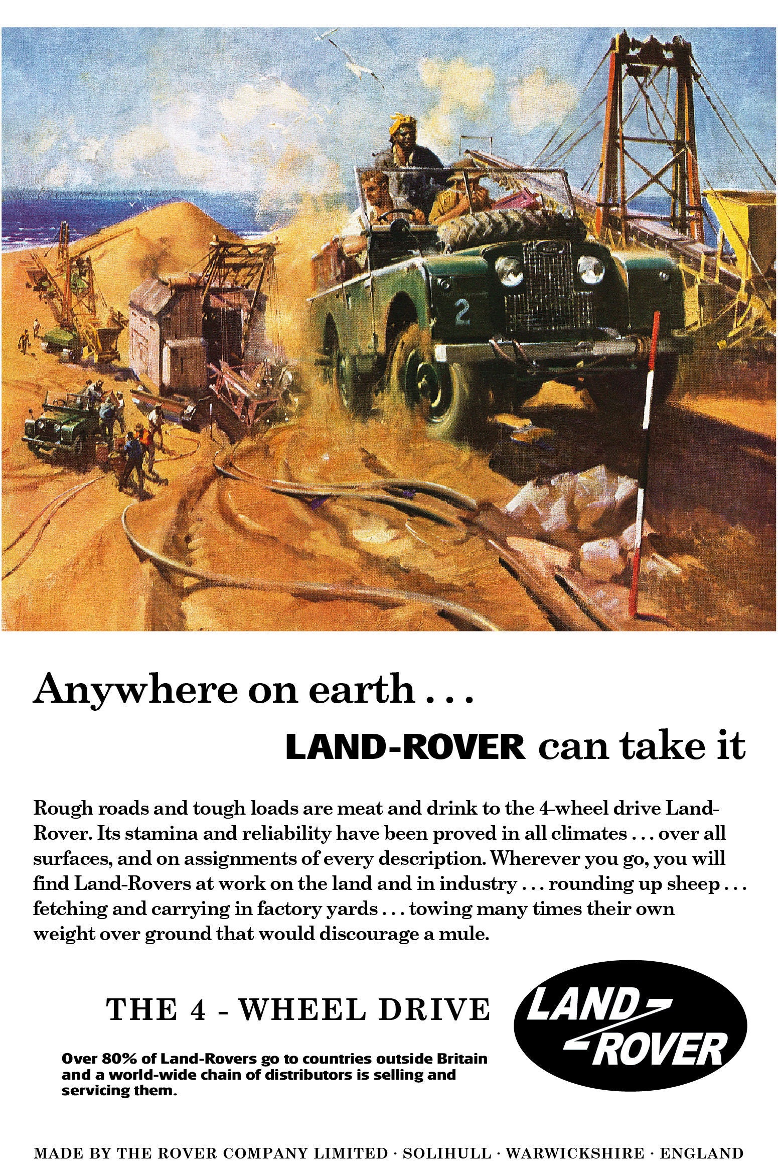 Vintage Style 1950's Land Rover Motoring Advert Poster, Print, Souvenir ...