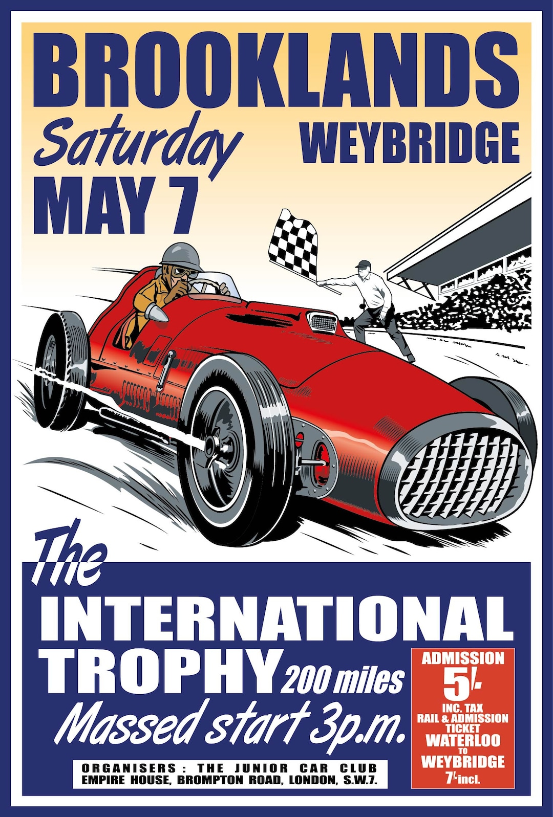 Vintage Brooklands 1938 Racing Poster, Retro Style Print - Etsy