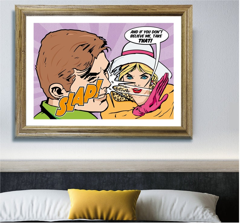 Take That! Slap Comical Fight Pop Art Poster Print | Comic Style ...