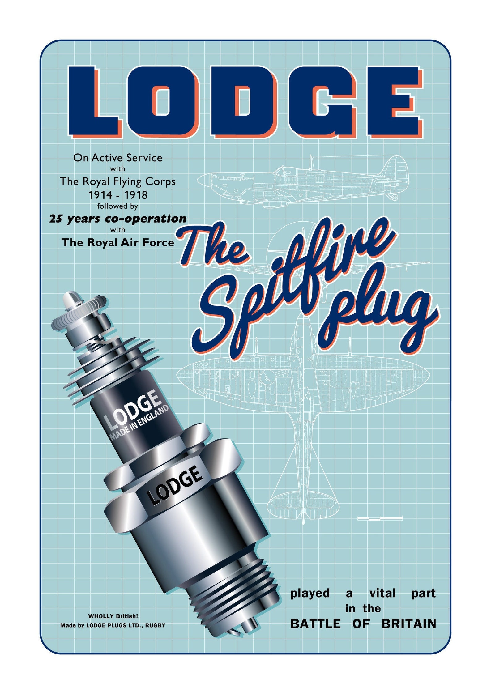 Vintage Style 1940's Lodge Spark Plug Spitfire Plane Aircraft Car ...