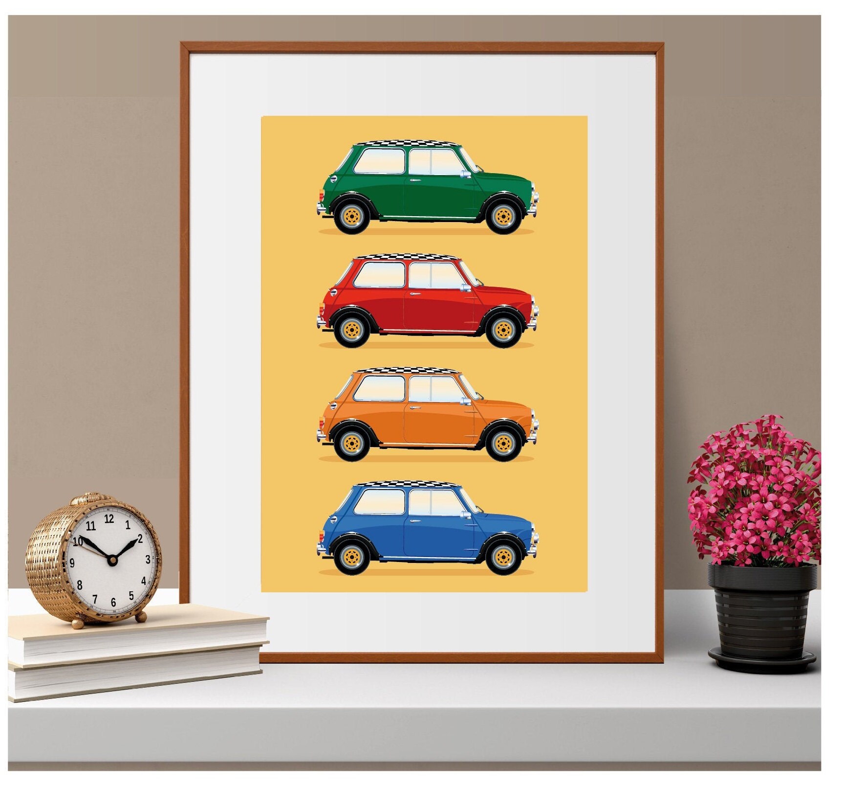 4 Mini Cooper Classic Iconic Car Illustration Art Profile Sideview ...
