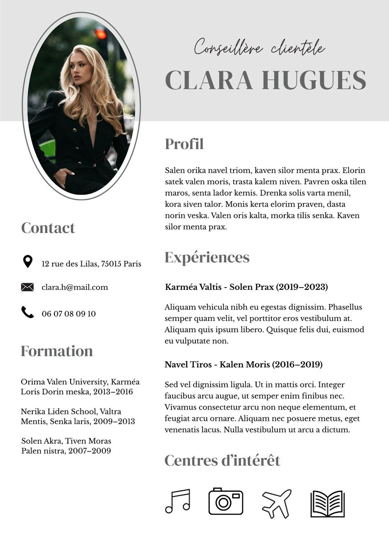 French Grey Women's CV Template – Modern and Elegant Business CV Canva ...