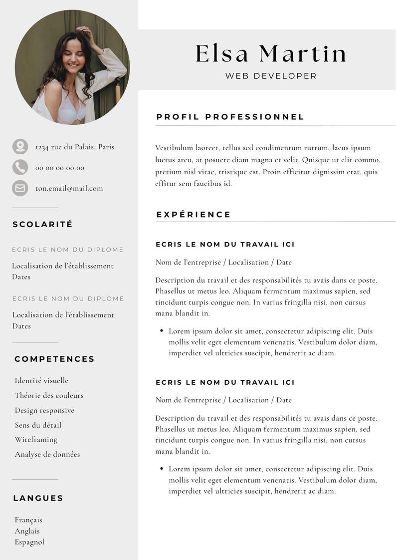Modèle CV Canva Professionnel Minimaliste – Design Moderne & Élégant ...