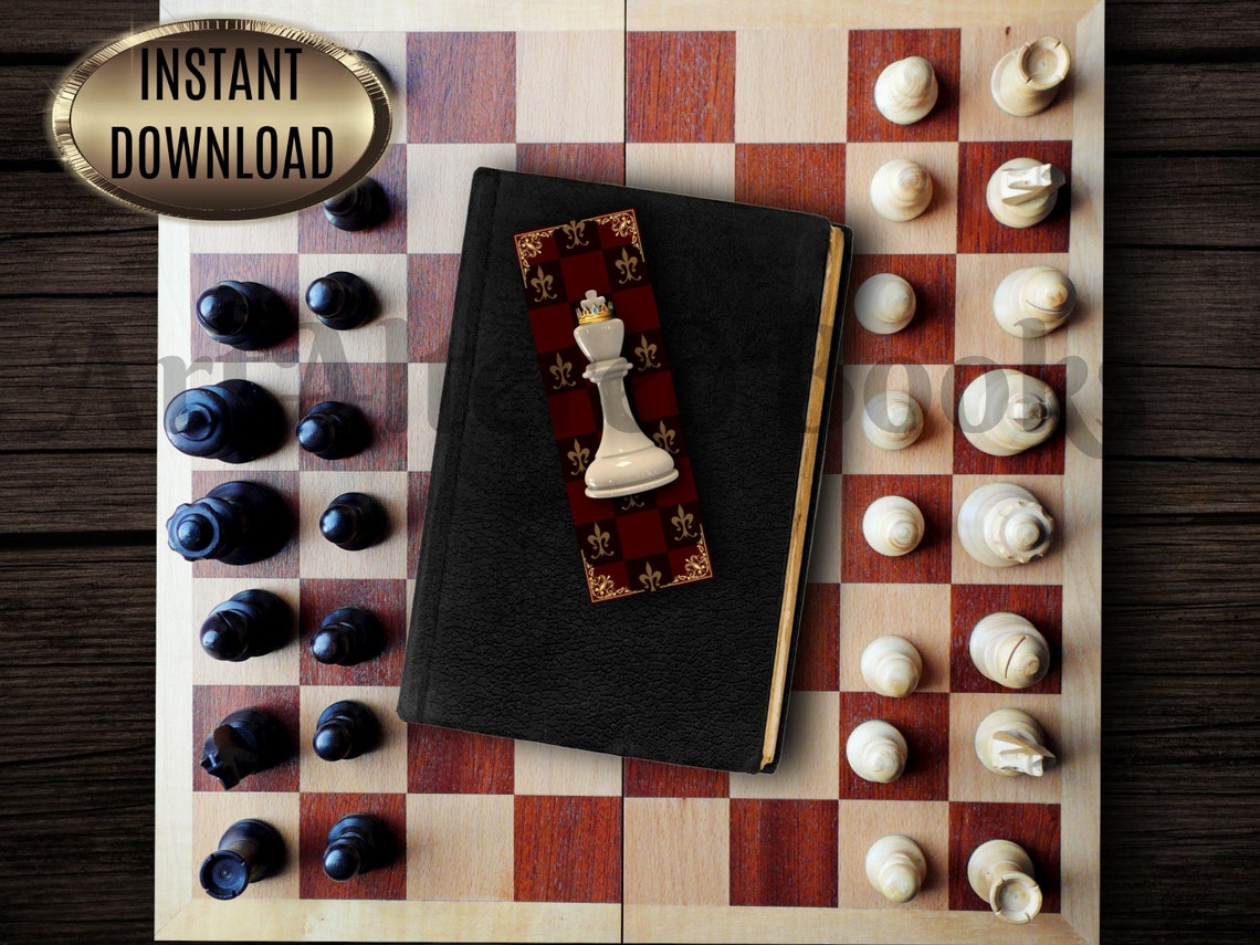 Printable White Chess Bookmarks Chess Queen Bookmark Chess Pawn ...