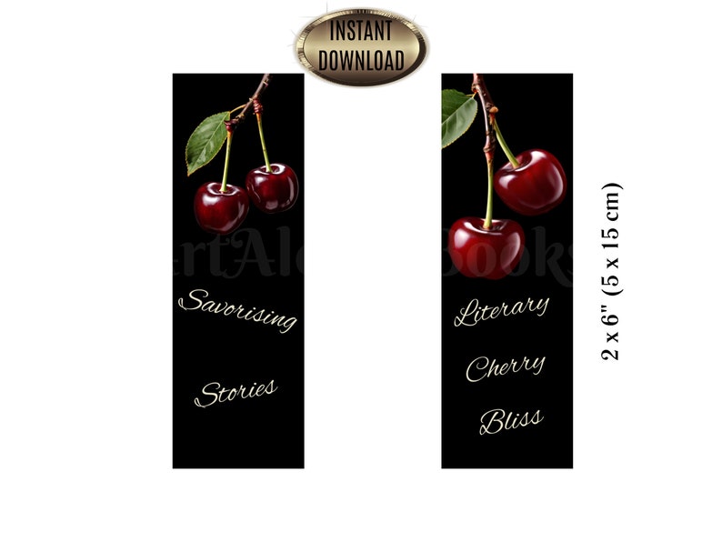 Cherry Printable Bookmark Set of 5 Bookmarks Bookmark Sheets Print and ...