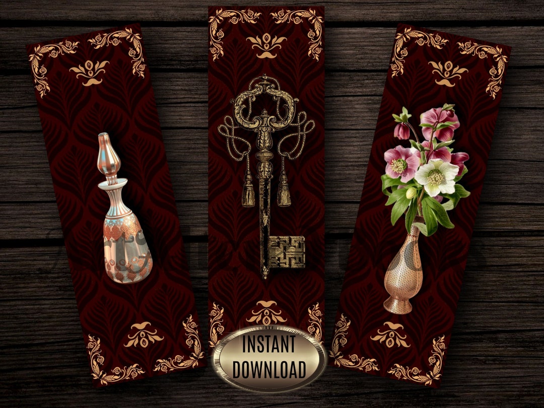 Printable Bookmarks Set in Victorian Style| Illustrated Bookmark ...