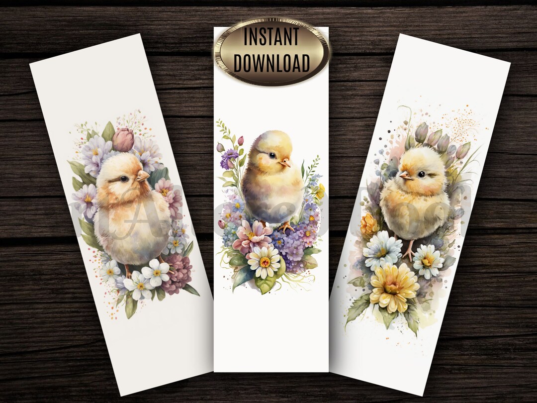 Printable Easter Bookmark Set With Chicks| Digital Bookmarks Chick ...