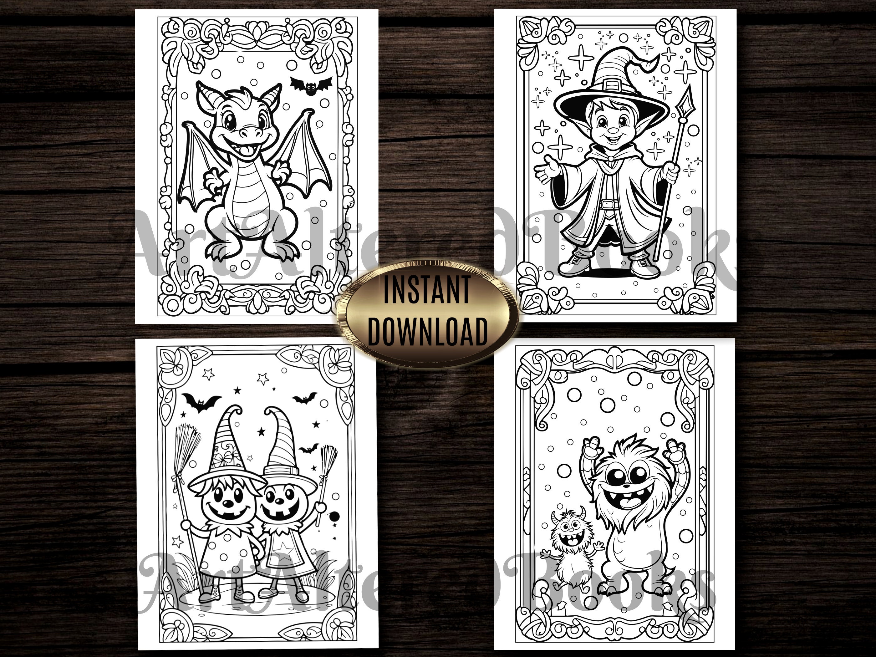 Printable Cute Halloween Coloring Page Set of 24| Kids Halloween ...
