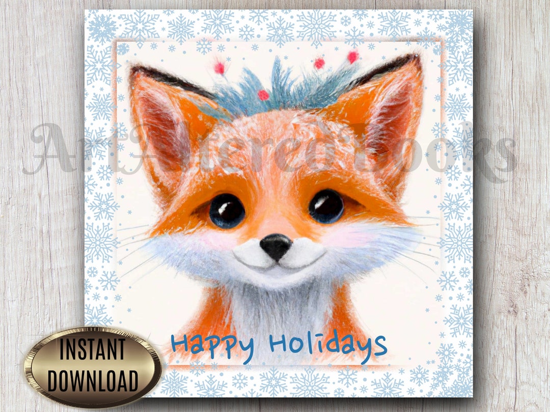 Happy Holidays Digital Greeting Cards and Stickers| Cute Printable ...