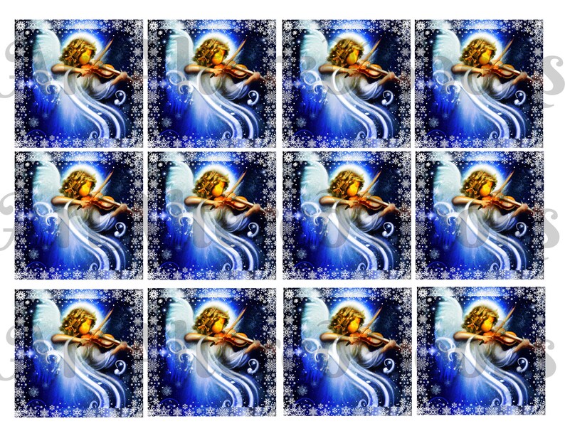 Printable Angel Christmas Cards and Stickers Digital Angel Holiday Card ...