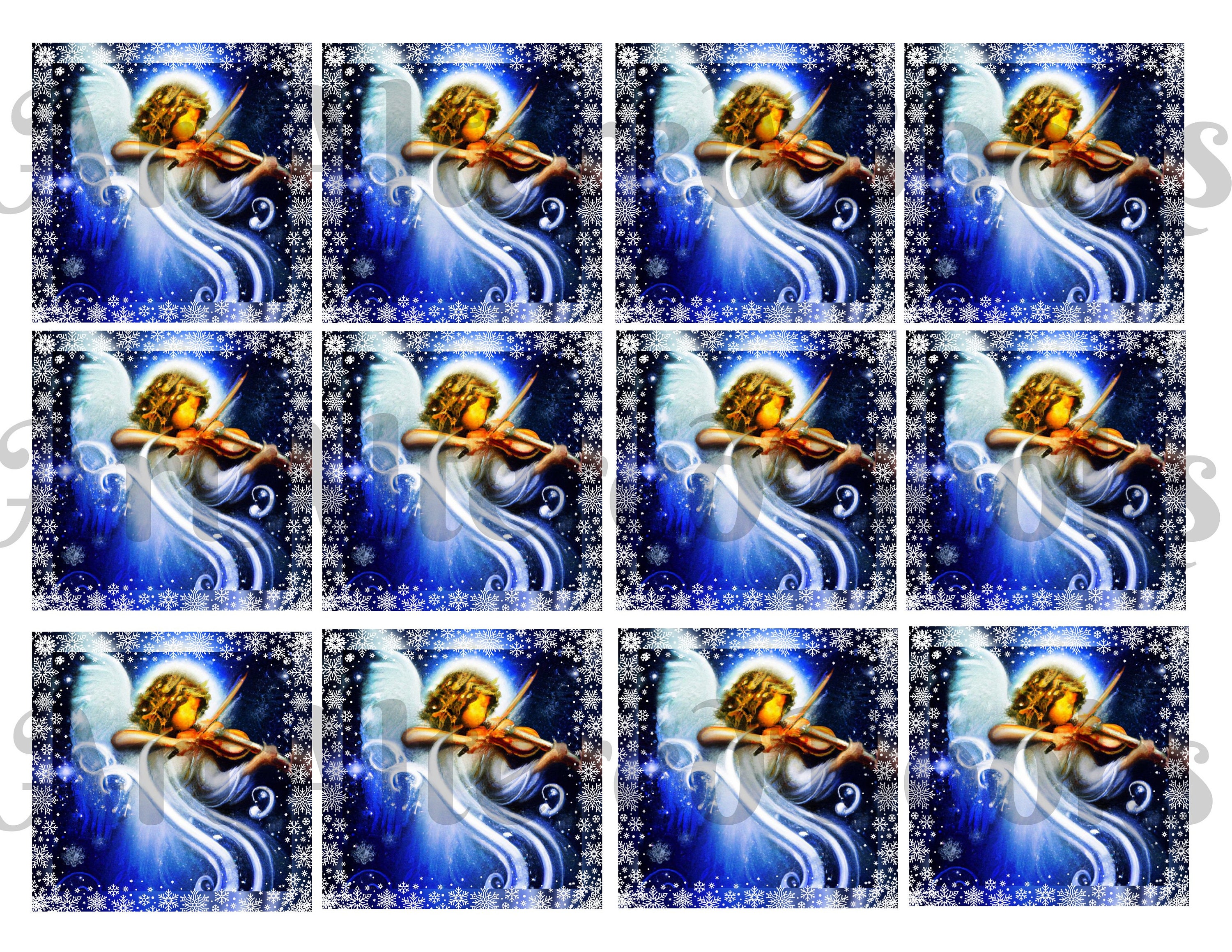 Printable Angel Christmas Cards and Stickers Digital Angel Holiday Card ...