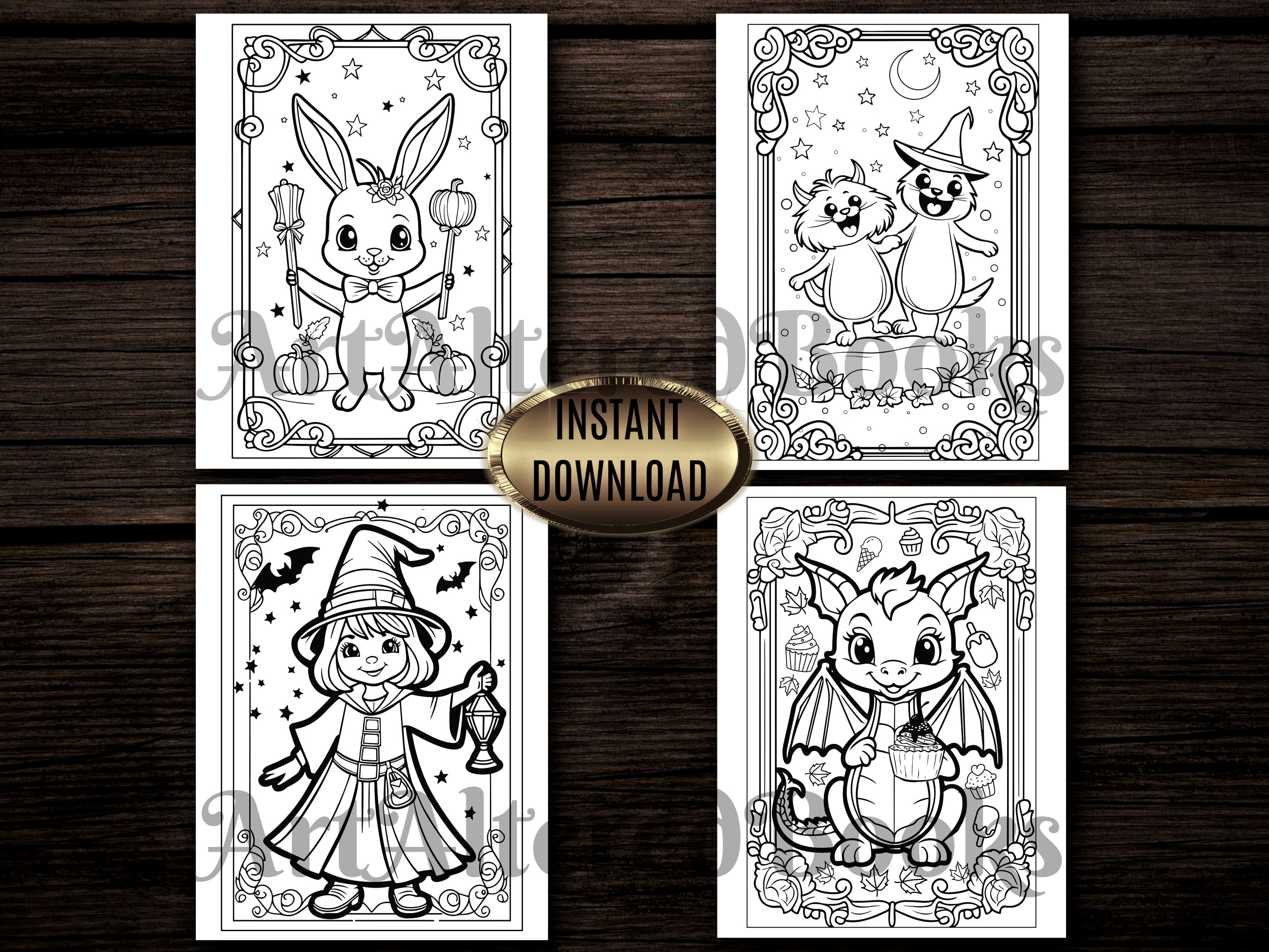 Printable Cute Halloween Coloring Page Set of 24| Kids Halloween ...