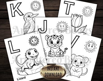 Printable Nature Alphabet & Numbers Coloring Pages: Educational Kids ...