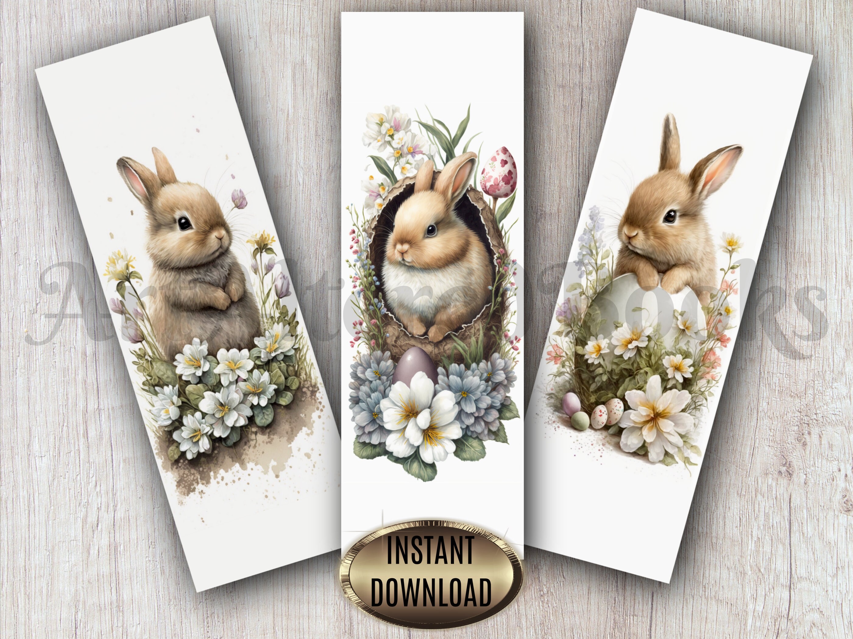 Printable Easter Bookmark Set With Rabbits| Digital Bookmarks Bunny ...