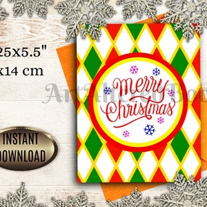 Merry Christmas Card Printable Christmas DIY Card 5x7 Digital Christmas ...