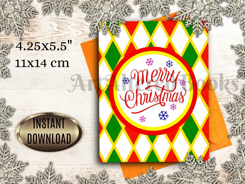 Merry Christmas Card Printable Christmas DIY Card 5x7 Digital Christmas ...