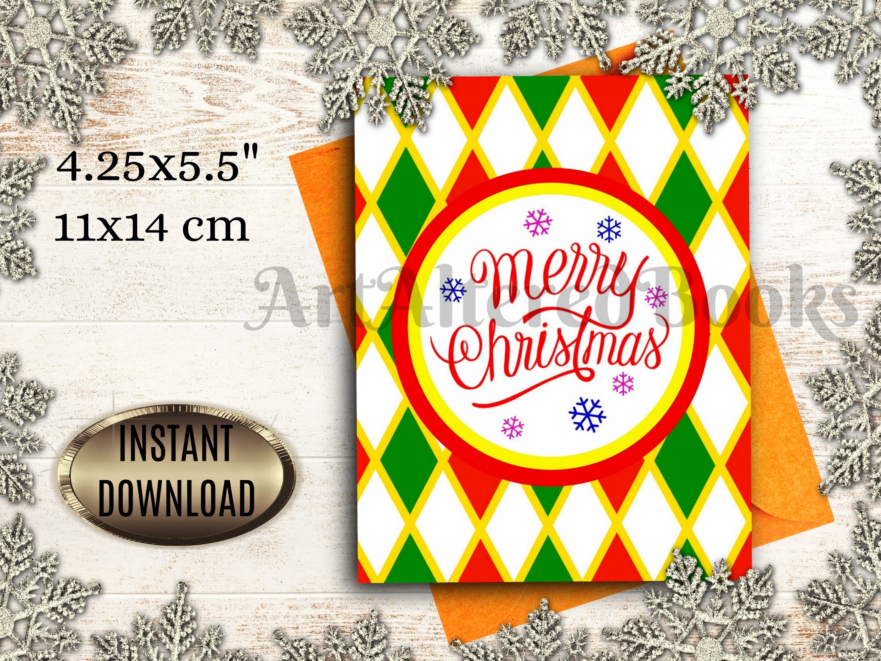 Merry Christmas Card Printable Christmas DIY Card 5x7 Digital Christmas ...