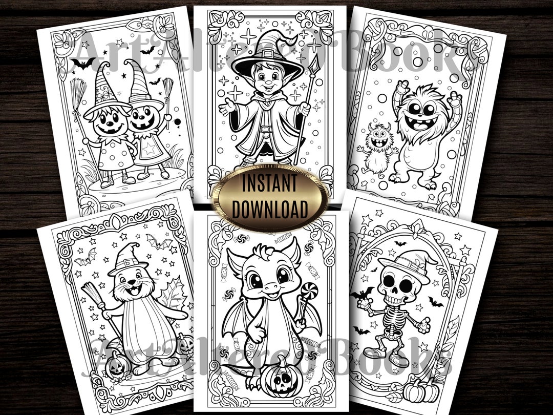 Printable Cute Halloween Coloring Page Set of 24| Kids Halloween ...
