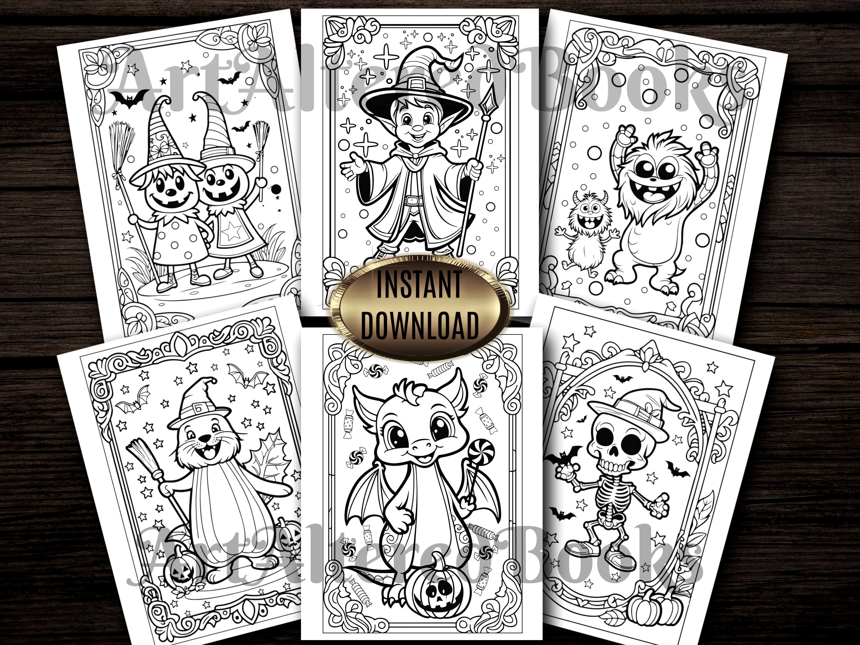 Printable Cute Halloween Coloring Page Set of 24| Kids Halloween ...