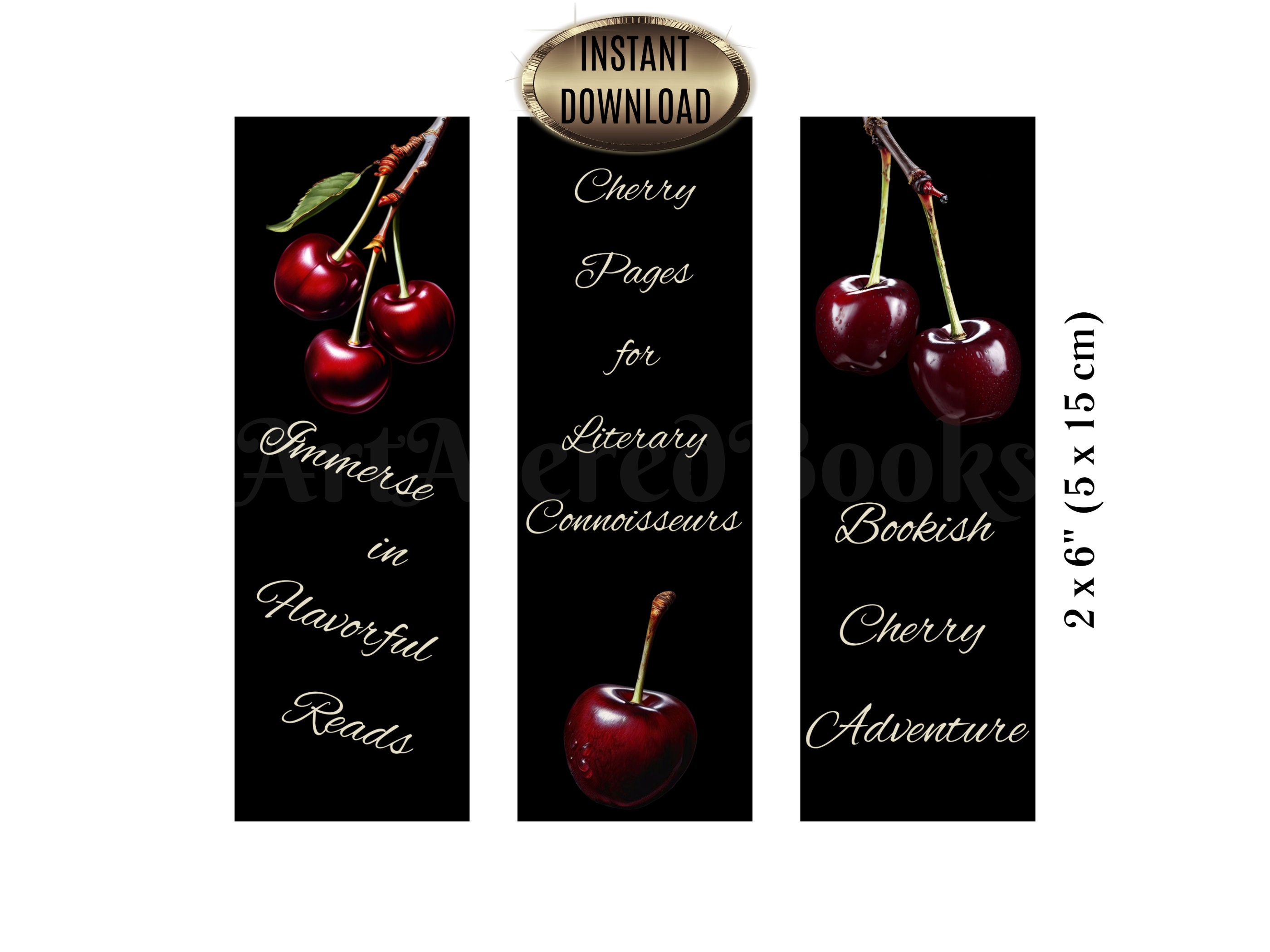 Cherry Printable Bookmark Set of 5 Bookmarks Bookmark Sheets Print and ...
