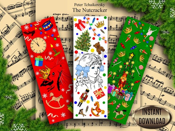 Nutcracker Bookmarks Christmas Printable Bookmark Set Cute | Etsy
