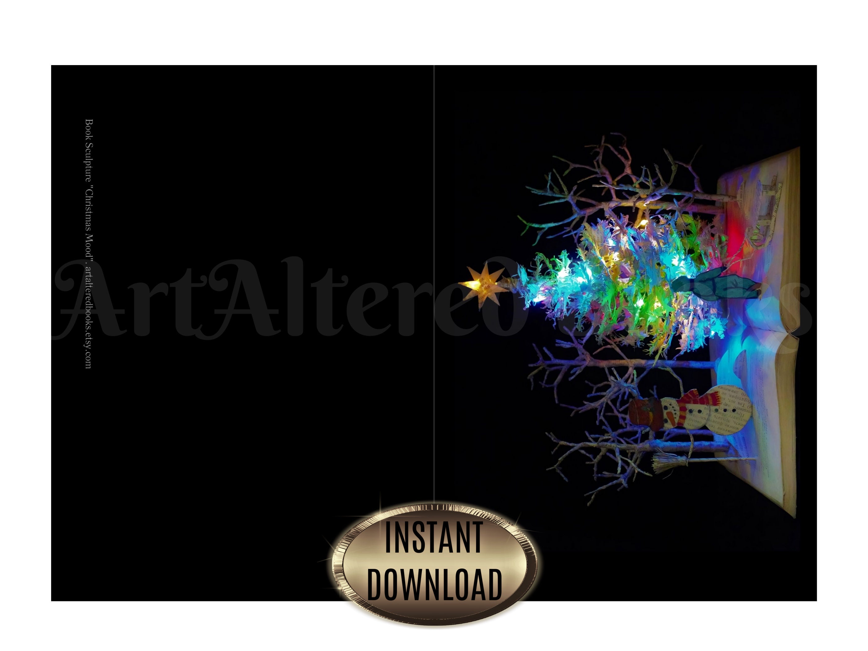 Printable Christmas Card Book Sculpture Art Card Christmas - Etsy