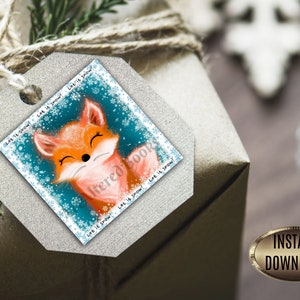 Let It Snow Printable Fox Set| Digital Winter Christmas Fox Cards| Cute ...