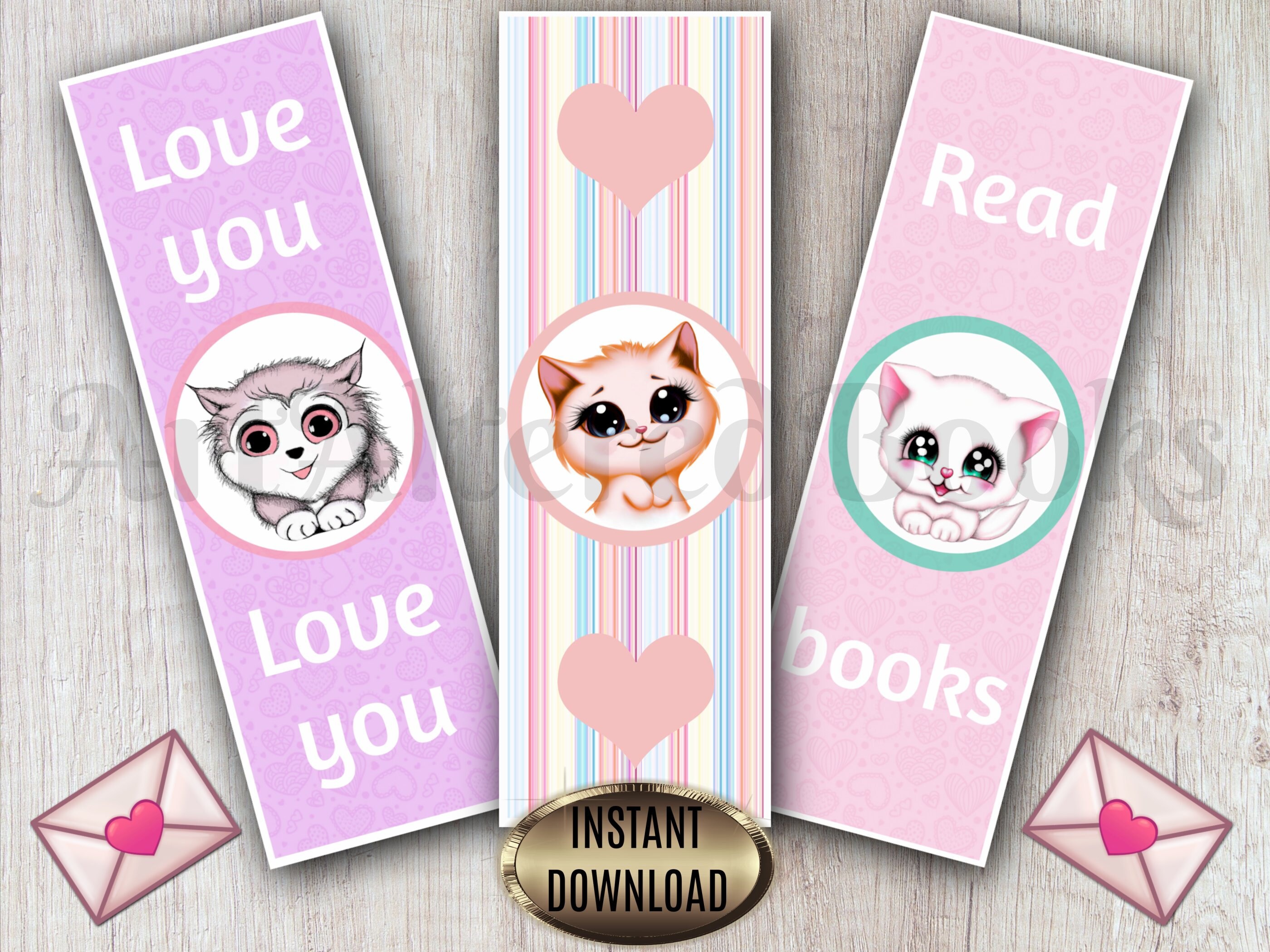 Printable Valentine’s Bookmark Set With Cats| Cute Cat Digital ...