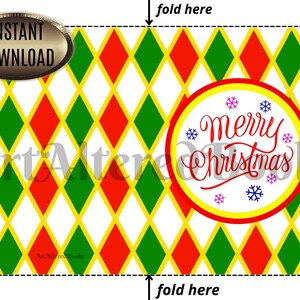 Merry Christmas Card Printable Christmas DIY Card 5x7 Digital Christmas ...