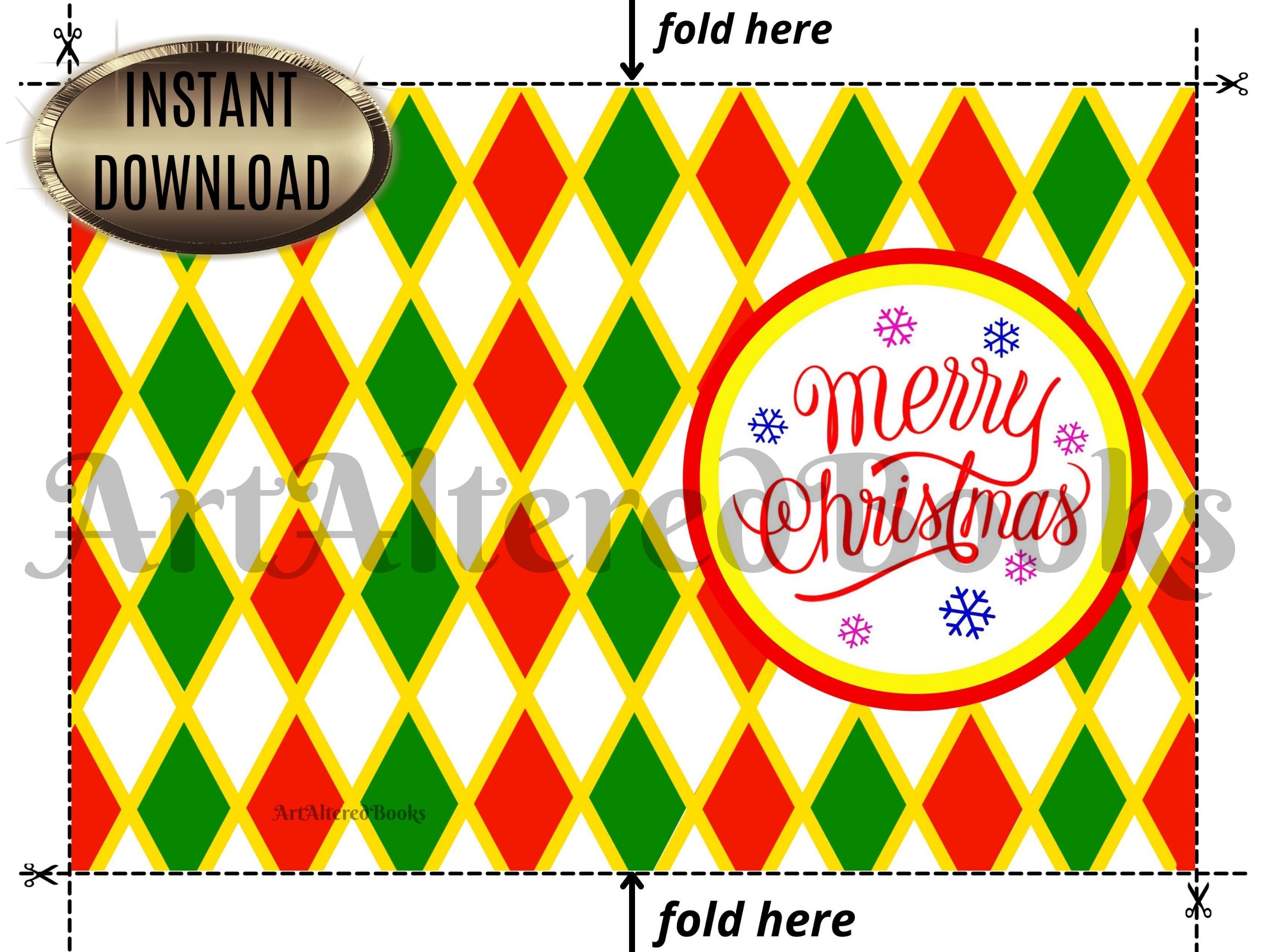Merry Christmas Card Printable Christmas DIY Card 5x7 Digital Christmas ...