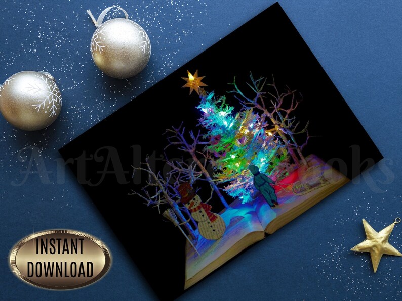 Printable Christmas Card Book Sculpture Art Card Christmas - Etsy