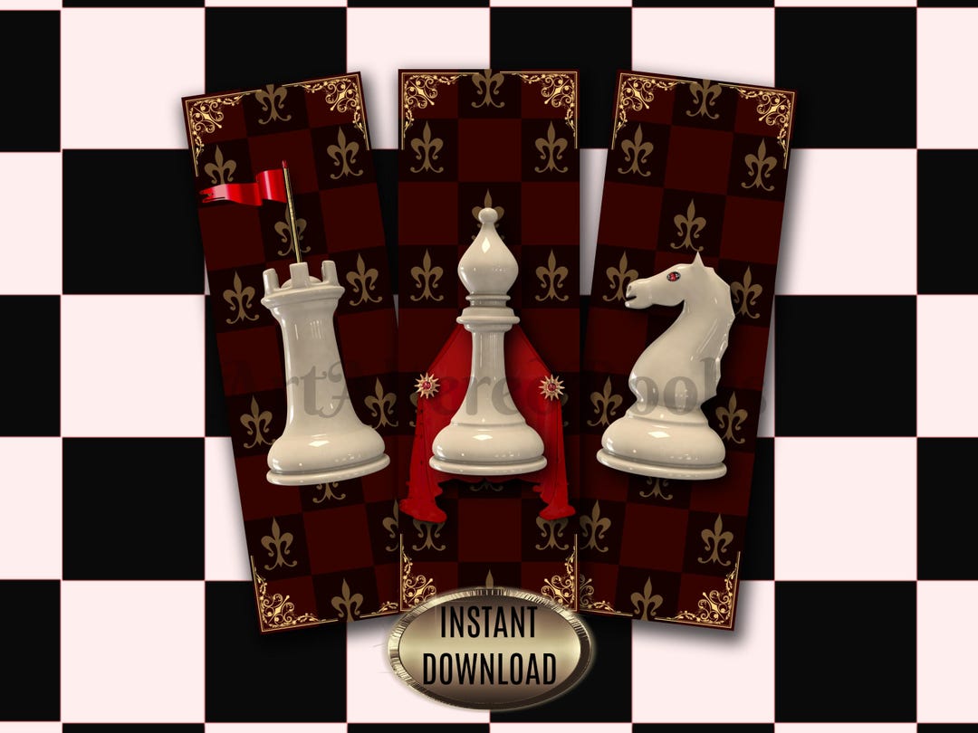 Chess Bookmarks: White Chess Pieces, Set of 3 (digital Download) - Etsy