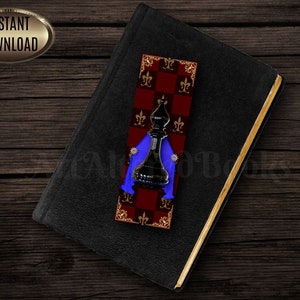 Set of 3 Printable Bookmarks With Black Chess Pieces| Chess Rook ...