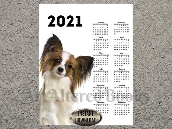 2021 Dog Printable Wall Calendar One Page Yearly Photo | Etsy