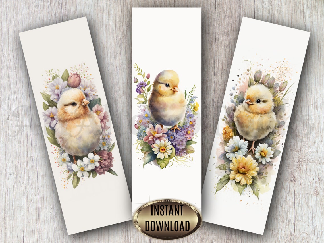 Printable Easter Bookmark Set With Chicks Digital Bookmarks Chick ...