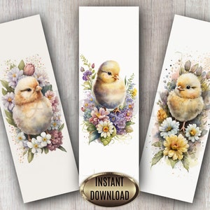 Printable Easter Bookmark Set With Chicks| Digital Bookmarks Chick ...