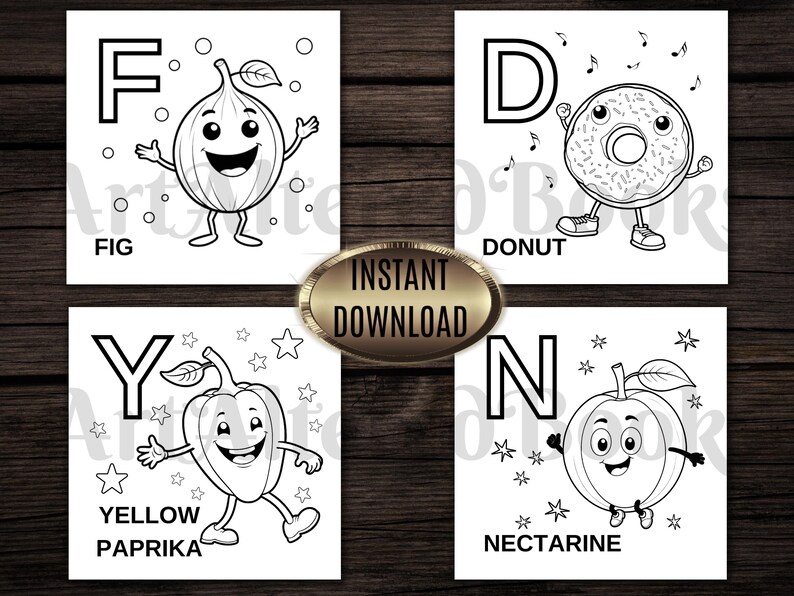 Printable Yummy Alphabet and Numbers Coloring Pages| ABC & 123 Food ...