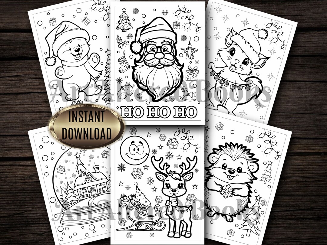 Adorable Christmas Coloring Pages Set for Kids Printable Holiday Fun ...